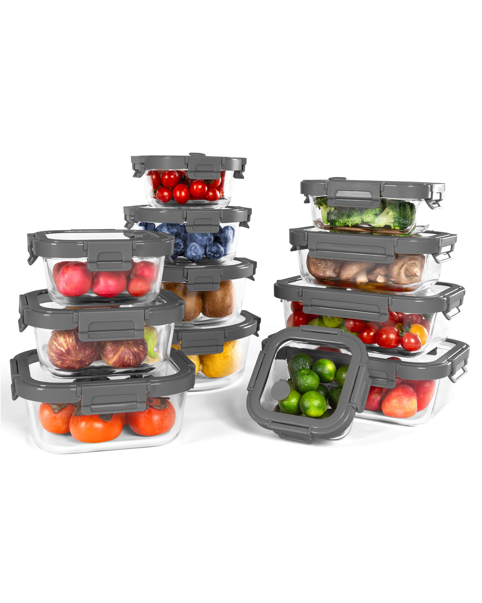 12-Pack Containers Glass Containers with Glass Lids BPA Free, Leak Pro ...